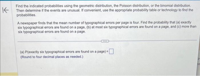 Solved Find the indicated probabilities using the geometric | Chegg.com