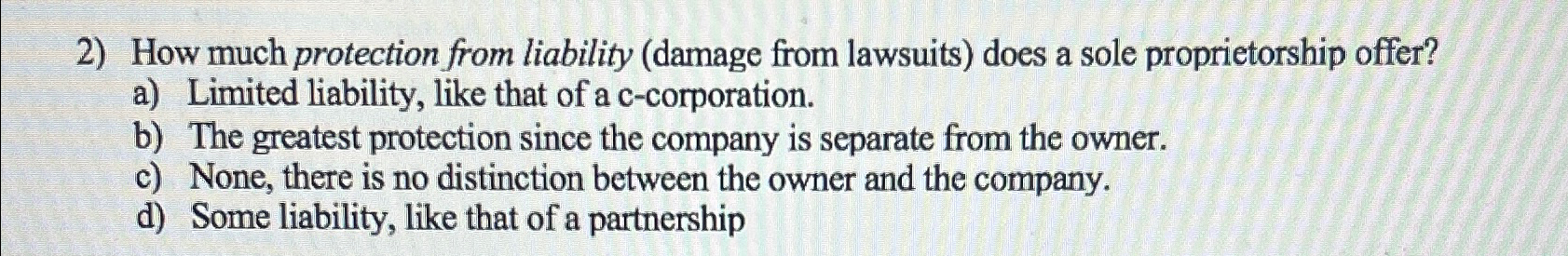 Solved How much protection from liability (damage from | Chegg.com