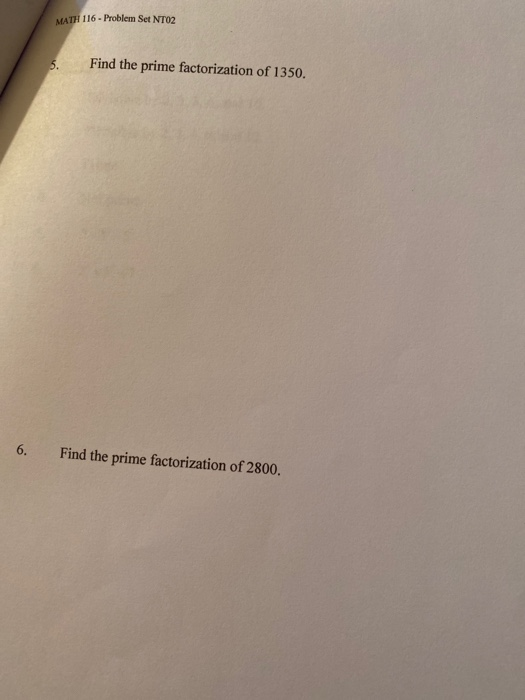 Solved MATH 116 - Problem Set NTO2 5. Find the prime | Chegg.com