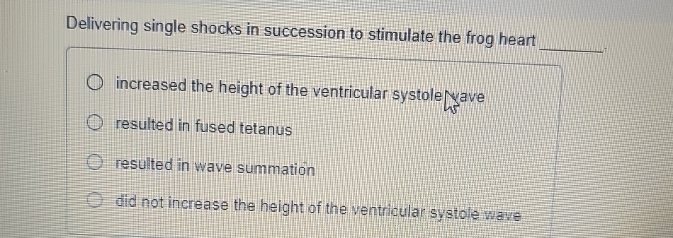 Solved Delivering single shocks in succession to stimulate | Chegg.com