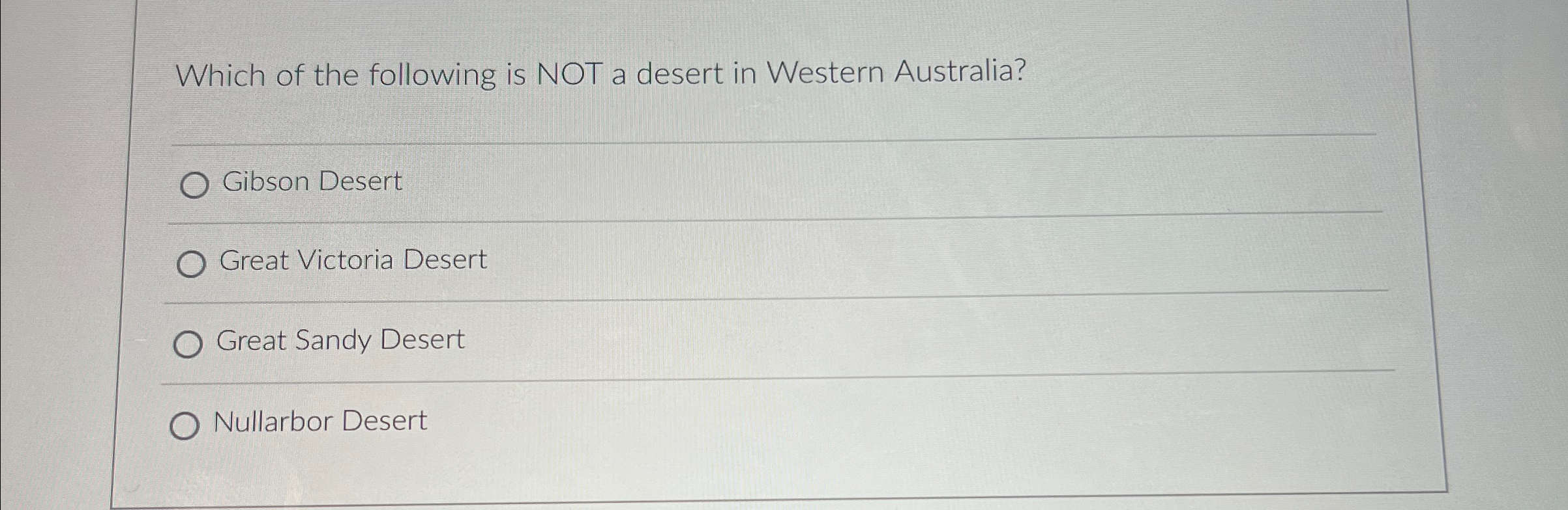 Solved Which of the following is NOT a desert in Western | Chegg.com