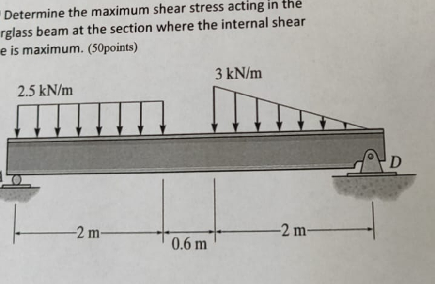 Solved Determine the maximum shear stress acting in the beam | Chegg.com Solved Determine the maximum shear stress acting in the beam | Chegg.com