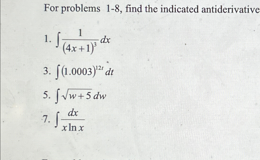Solved For problems 1-8, ﻿find the indicated | Chegg.com