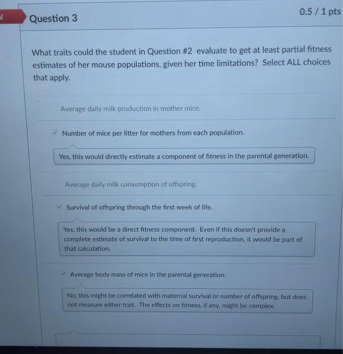 Solved What traits could the student in Question #2 evaluate | Chegg.com
