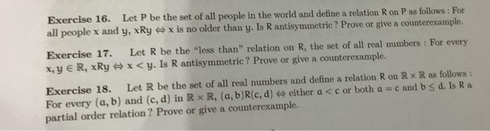 Solved Exercise 16. Let P be the set of all people in the | Chegg.com