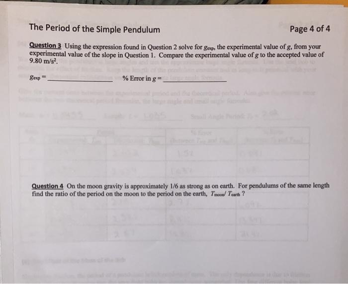 Solved (A) The Pendulum at Large Angles We will study the | Chegg.com