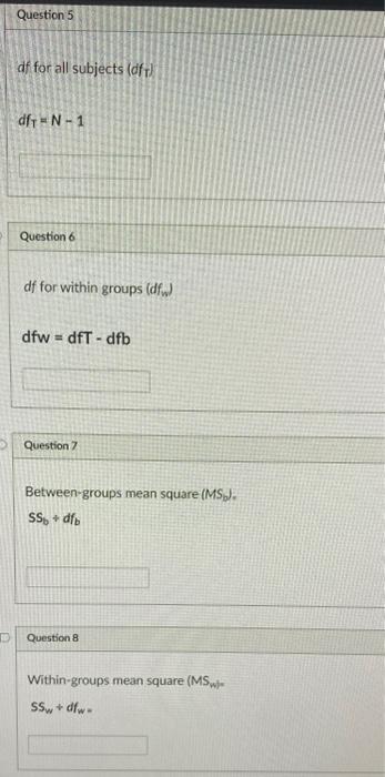 Solved Copy down and finish the Table for the ANOVA | Chegg.com