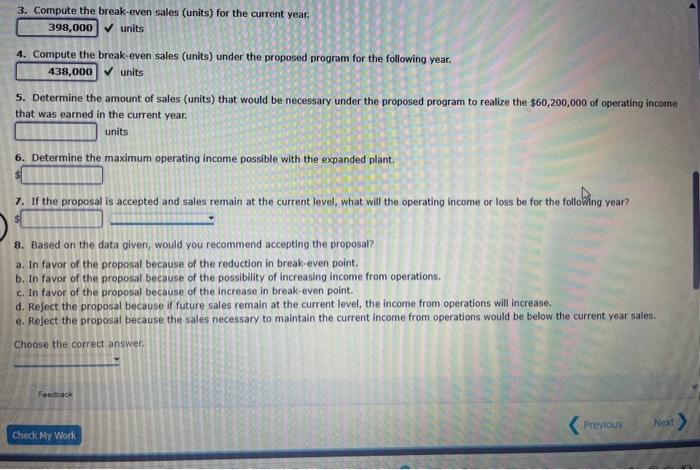Solved Break-Even Sales Under Present and Proposed | Chegg.com