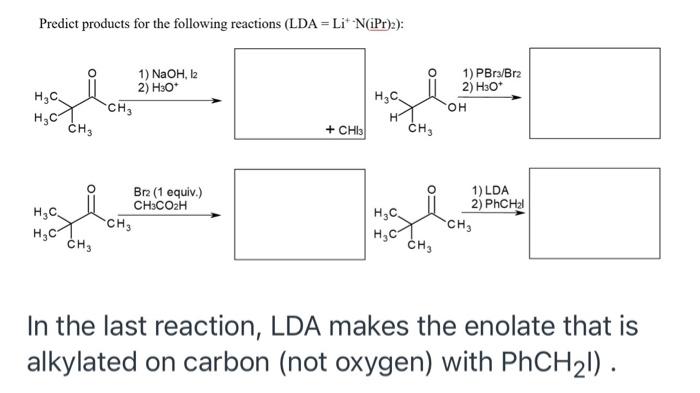 Solved Predict products for the following reactions (LDA - | Chegg.com