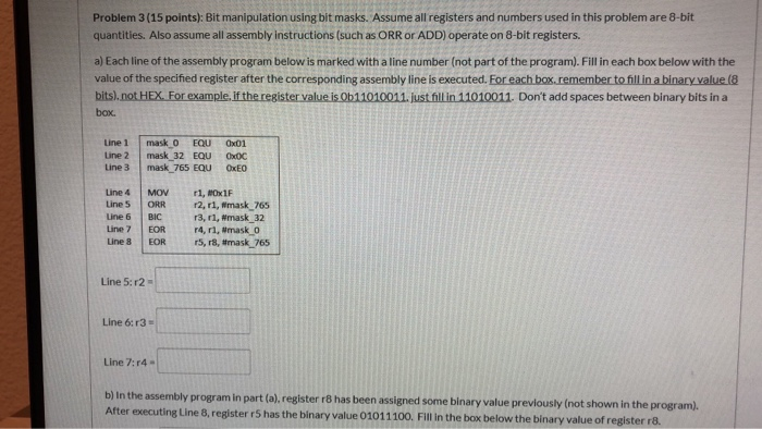 Solved Problem 3 (15 points): Bit manipulation using bit | Chegg.com