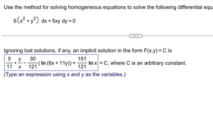 Solved Use the method for solving homogeneous equations to | Chegg.com