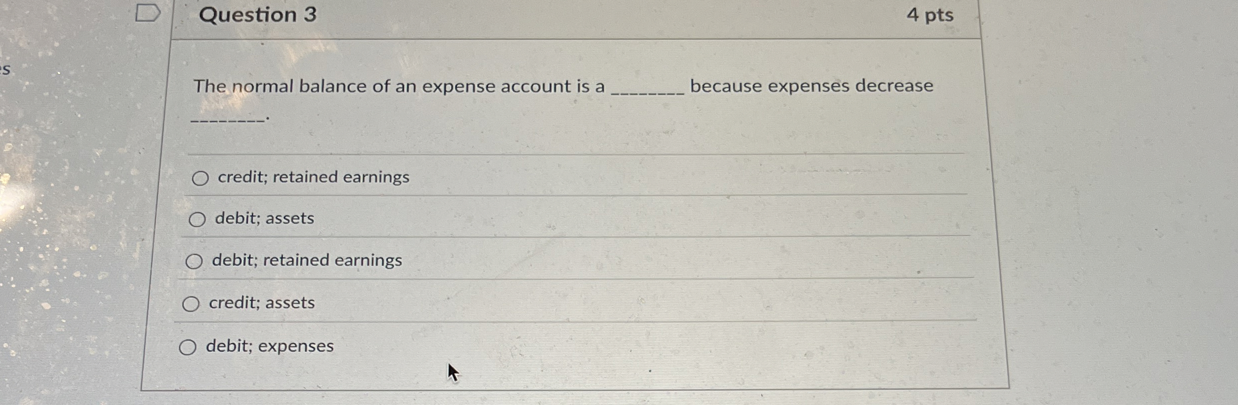 Solved Question 3The normal balance of an expense account is | Chegg.com