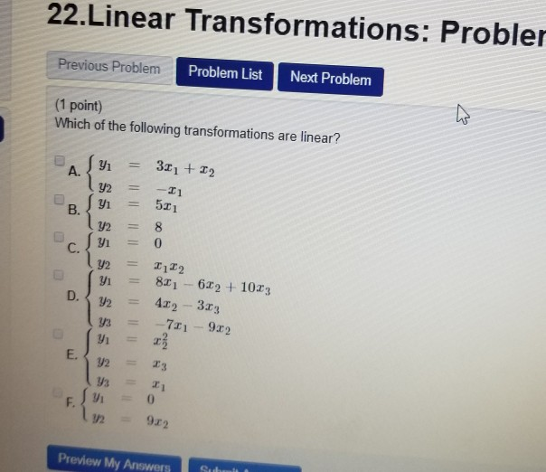 Solved 22.Linear Transformations: Probler Previous Problem | Chegg.com