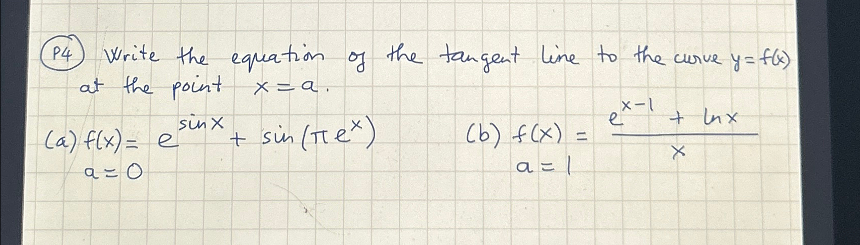 Solved (P4) ﻿Write the equation of the tangent line to the | Chegg.com