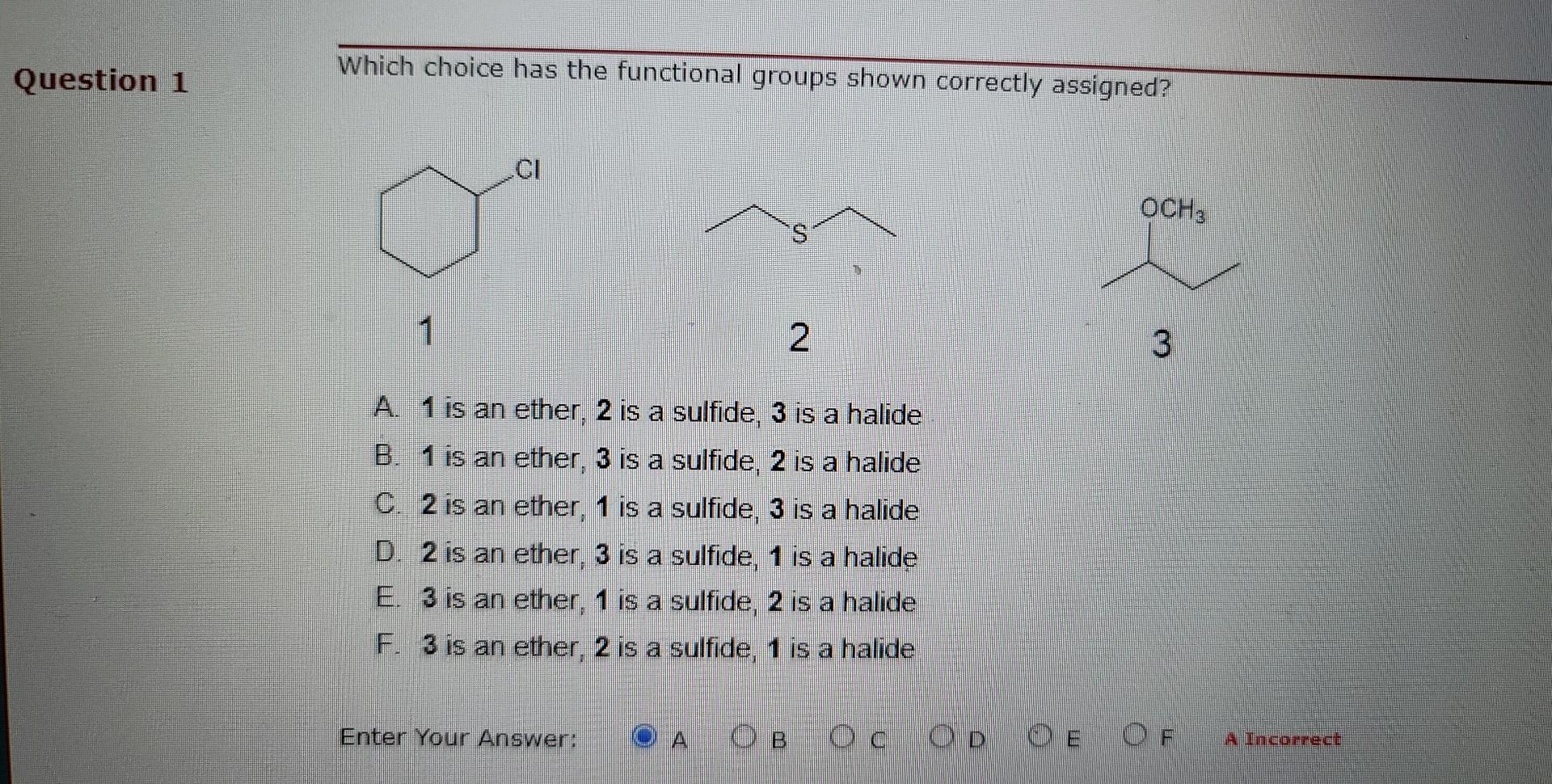 Solved Question 1 Which choice has the functional groups | Chegg.com