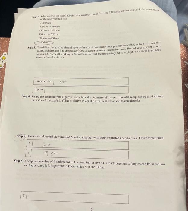 Solved Activity 8 Worksheet Laser Wavelength Warning: All | Chegg.com