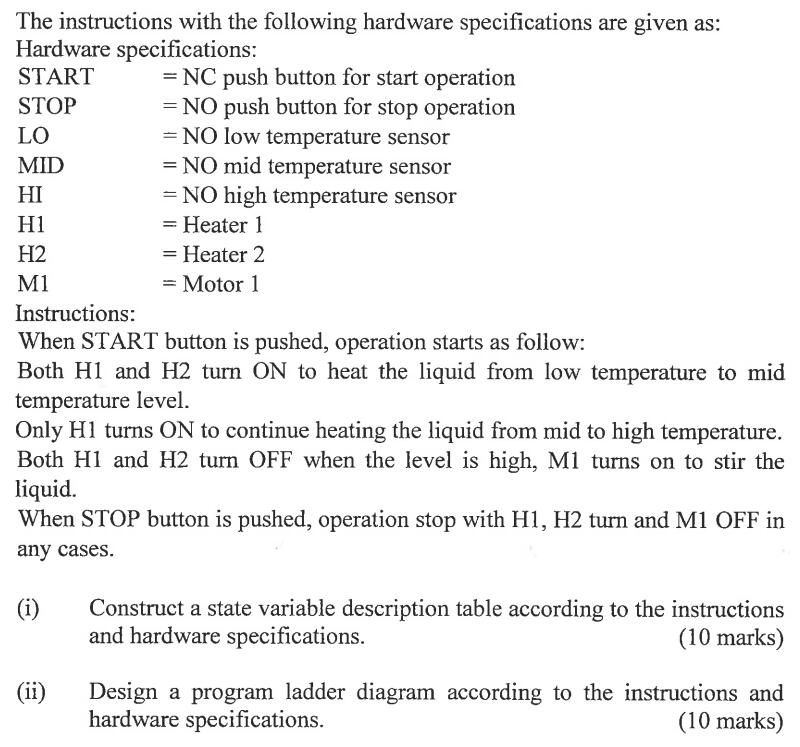 The instructions with the following hardware | Chegg.com