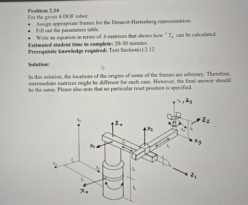 Problem 2.34For the given 4-DOF robot:Assign | Chegg.com