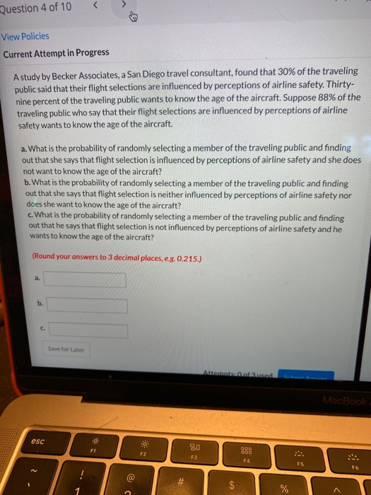 Solved Question 4 of 10 View Policies Current Attempt in | Chegg.com