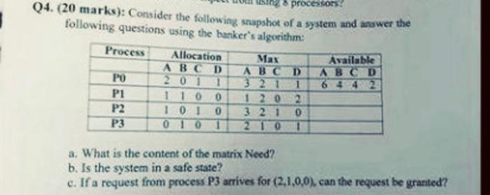 Solved processors Q4. (20 marks): Consider the following | Chegg.com