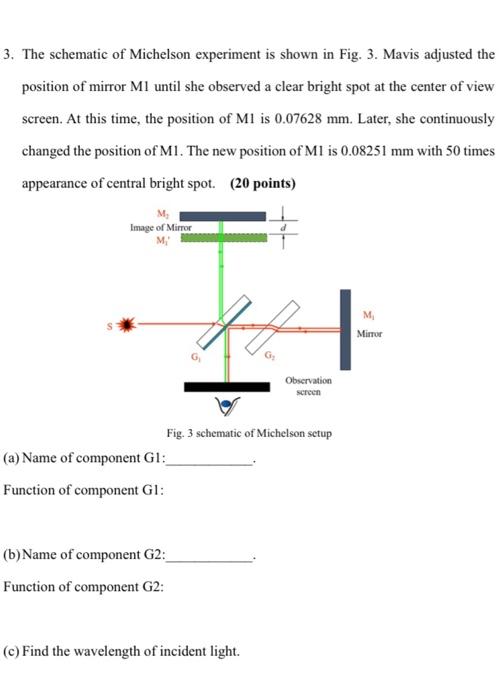 Solved 3. The schematic of Michelson experiment is shown in | Chegg.com