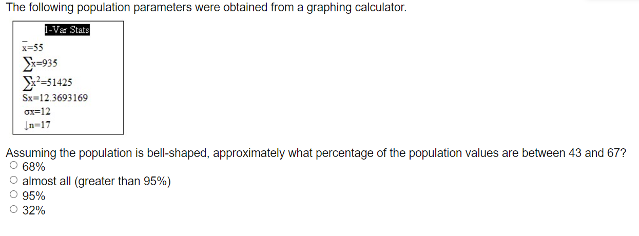 Solved The following population parameters were obtained | Chegg.com
