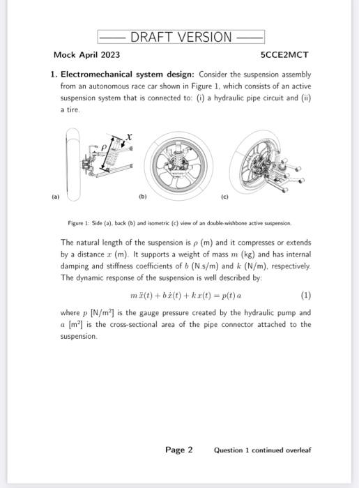Solved DRAFT VERSION (a) Mock April 2023 1. | Chegg.com
