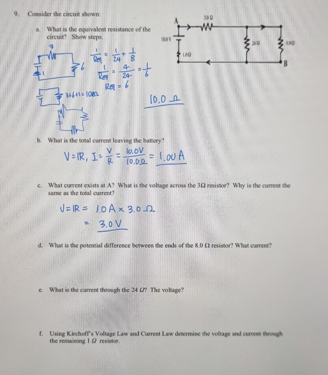 Solved 9. Consider the circuit shown: a. What is the | Chegg.com