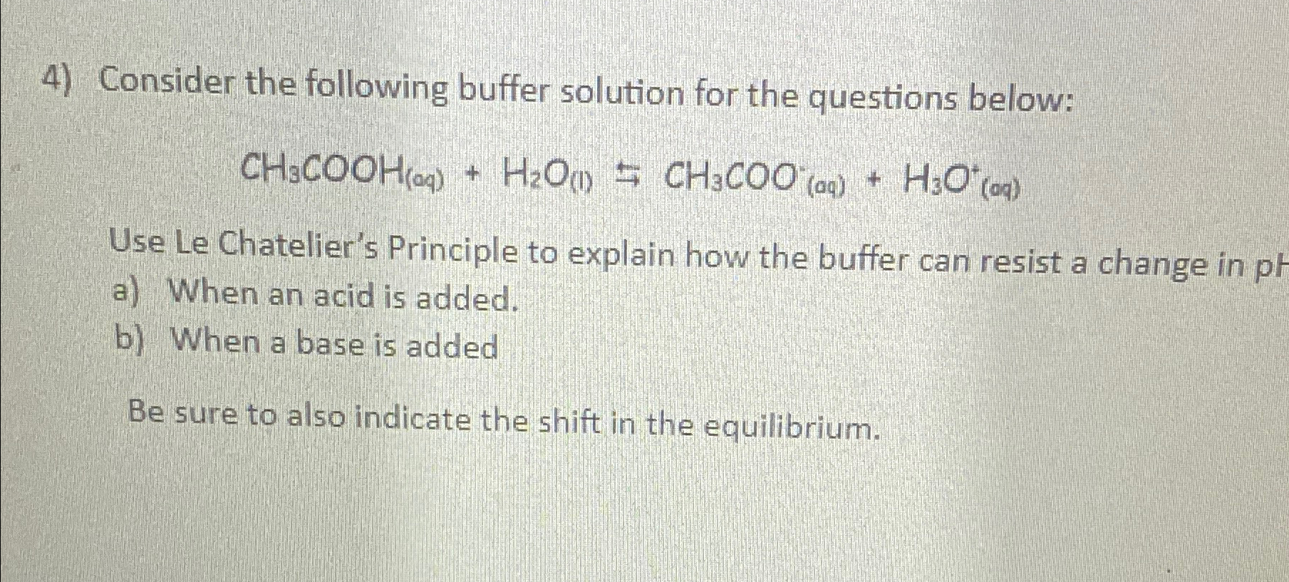 Solved Consider the following buffer solution for the | Chegg.com