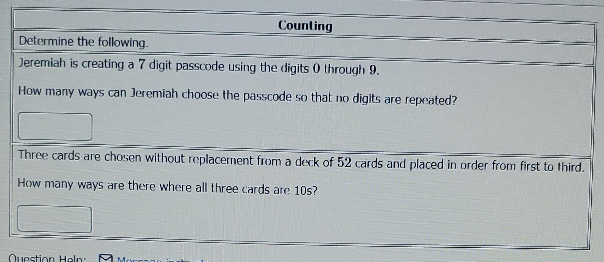Solved Counting Determine the following. Jeremiah is | Chegg.com