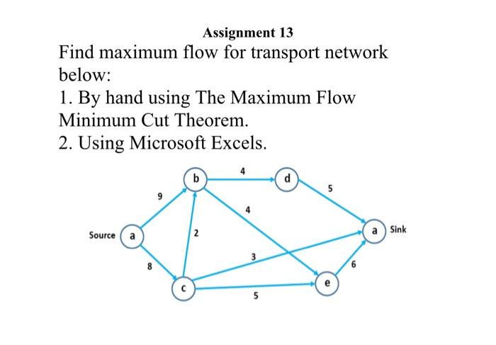Solved Assignment 13 Find maximum flow for transport network | Chegg.com
