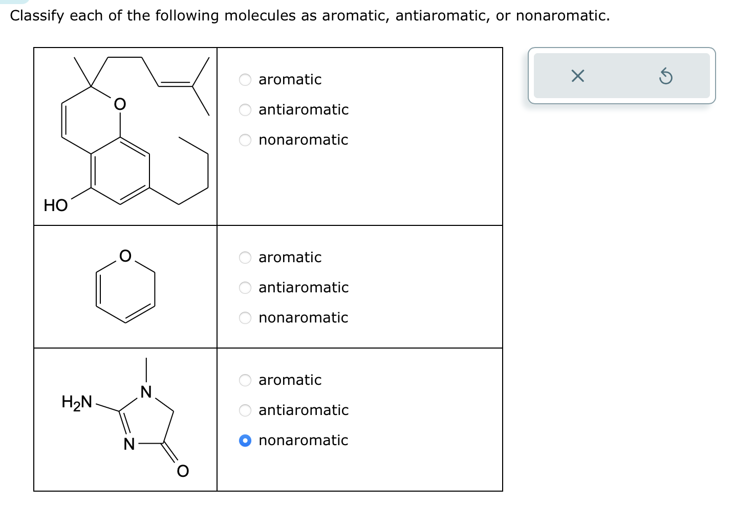Solved Classify each of the following molecules as aromatic, | Chegg.com