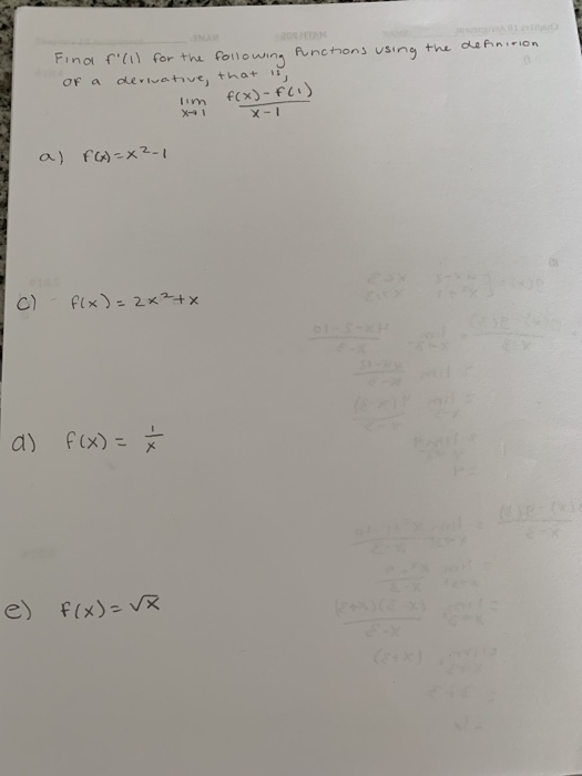 Solved definition Find of a f'(ll for the following Anctions | Chegg.com