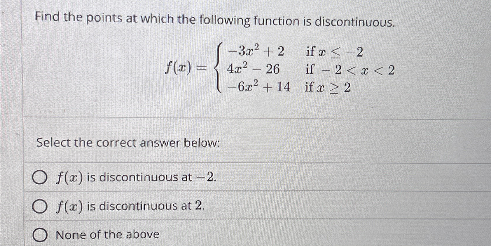 Solved Find the points at which the following function is | Chegg.com