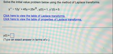 Solve the initial value problem below using the | Chegg.com
