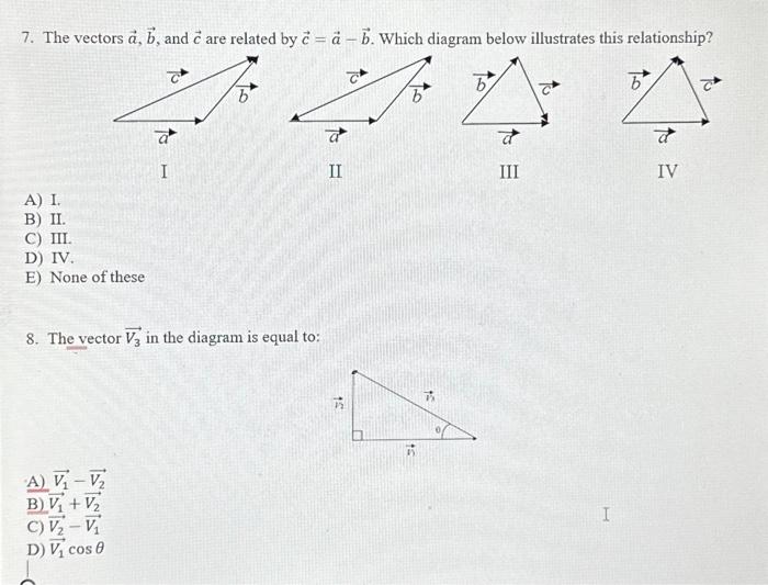 Solved 7. The vectors a,b, and c are related by c=a−b. Which | Chegg.com