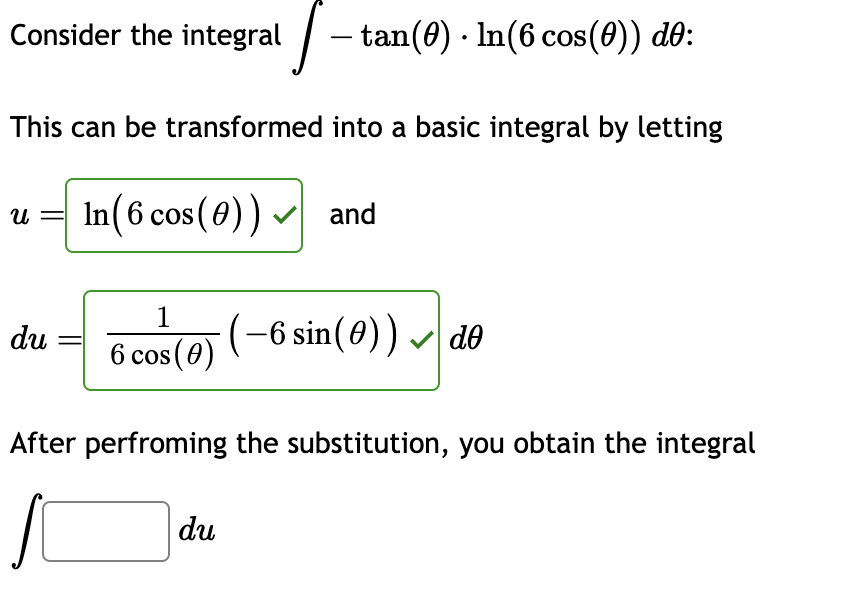Solved Consider the integral ∫﻿﻿-tan(θ)*ln(6cos(θ))dθThis | Chegg.com
