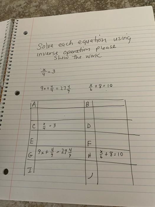 Solved Solve each equation using inverse operation please | Chegg.com