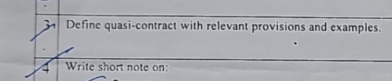 Solved Define quasi-contract with relevant provisions and | Chegg.com