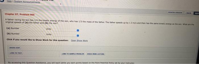 Solved RENT Chapter 07, Problem 005 Afather racing his son | Chegg.com