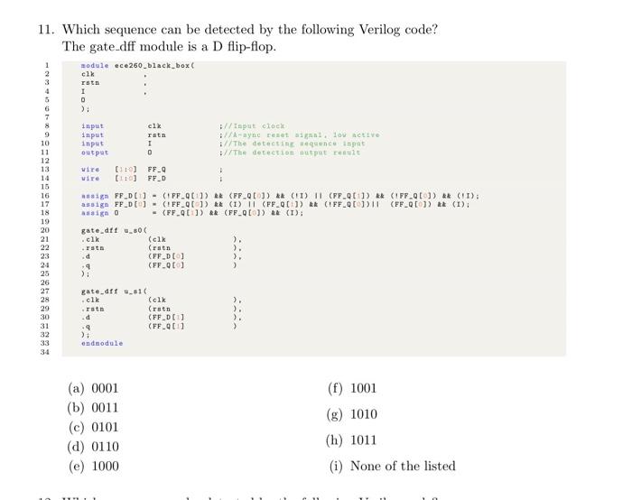 Solved 1. Which sequence can be detected by the following | Chegg.com