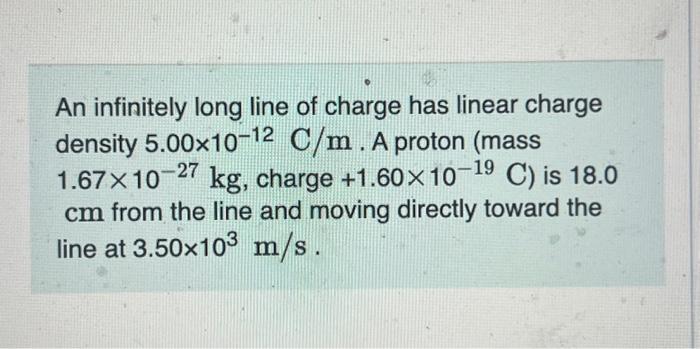 Solved An infinitely long line of charge has linear charge | Chegg.com