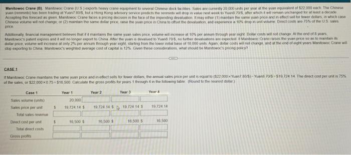 Solved solve/ fill in case 1 using the following information | Chegg.com