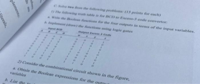 plements: terals, the pres (13 points for each) there | Chegg.com