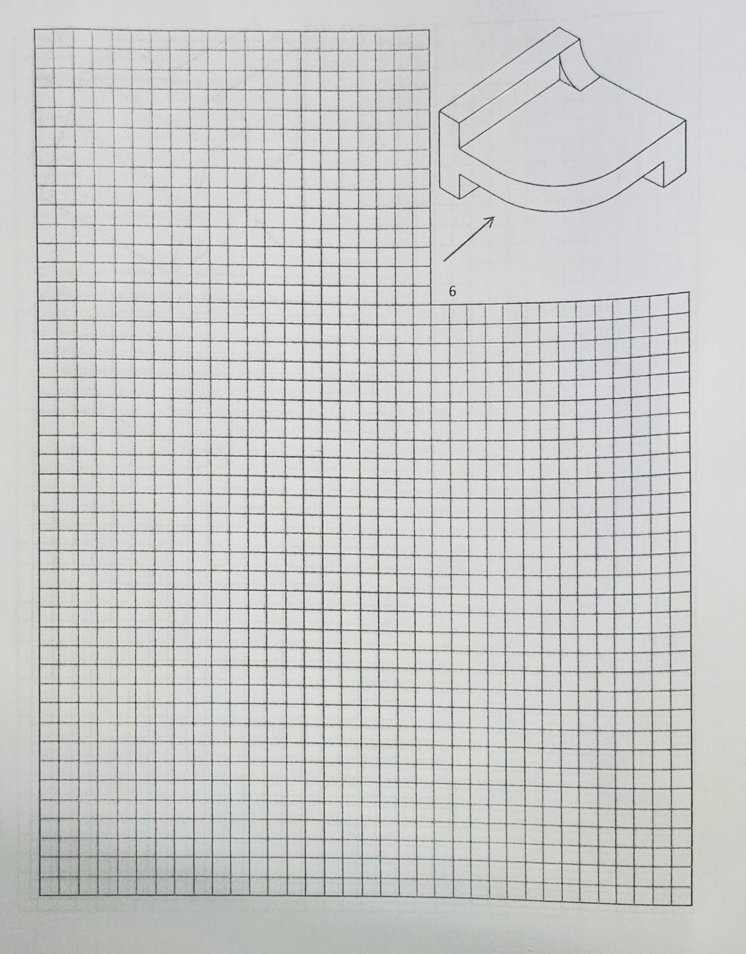 Solved Develop a three-view drawing for the following | Chegg.com