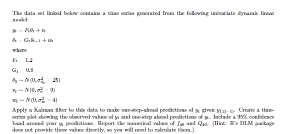 Solved The data set linked below contains a time series | Chegg.com