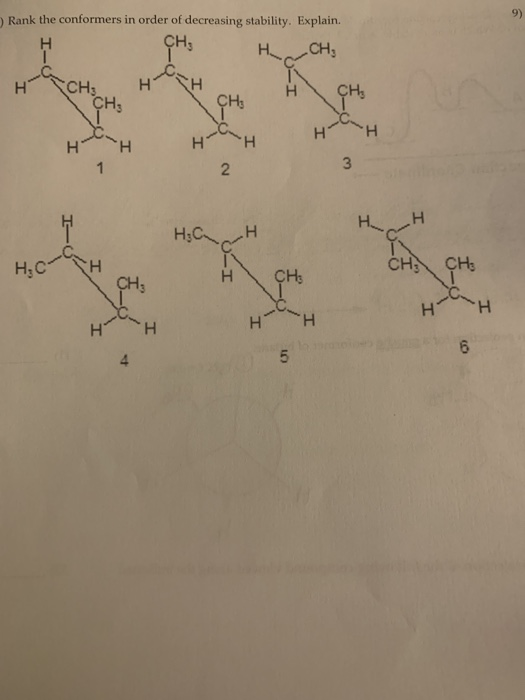 Solved Rank the conformers in order of decreasing stability. | Chegg.com