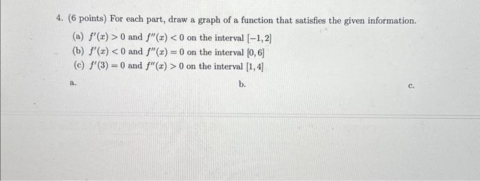 Solved 4. (6 points) For each part, draw a graph of a | Chegg.com
