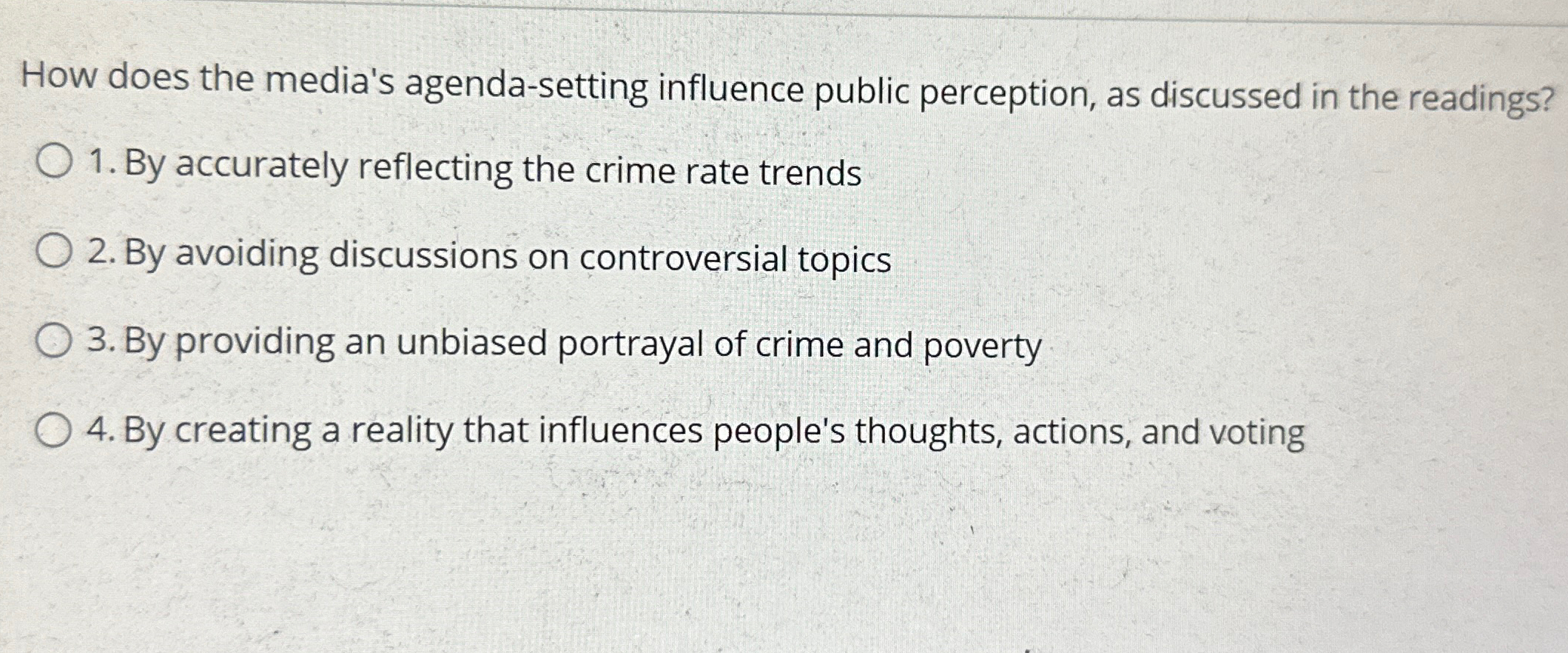 Solved How does the media's agenda-setting influence public | Chegg.com