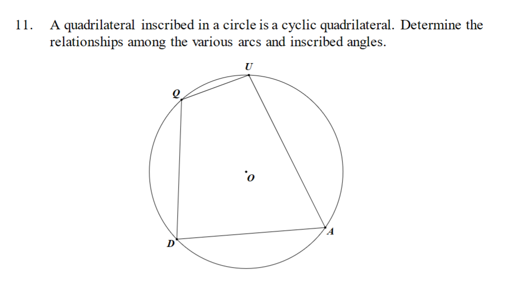 Solved A quadrilateral inscribed in a circle is a cyclic | Chegg.com